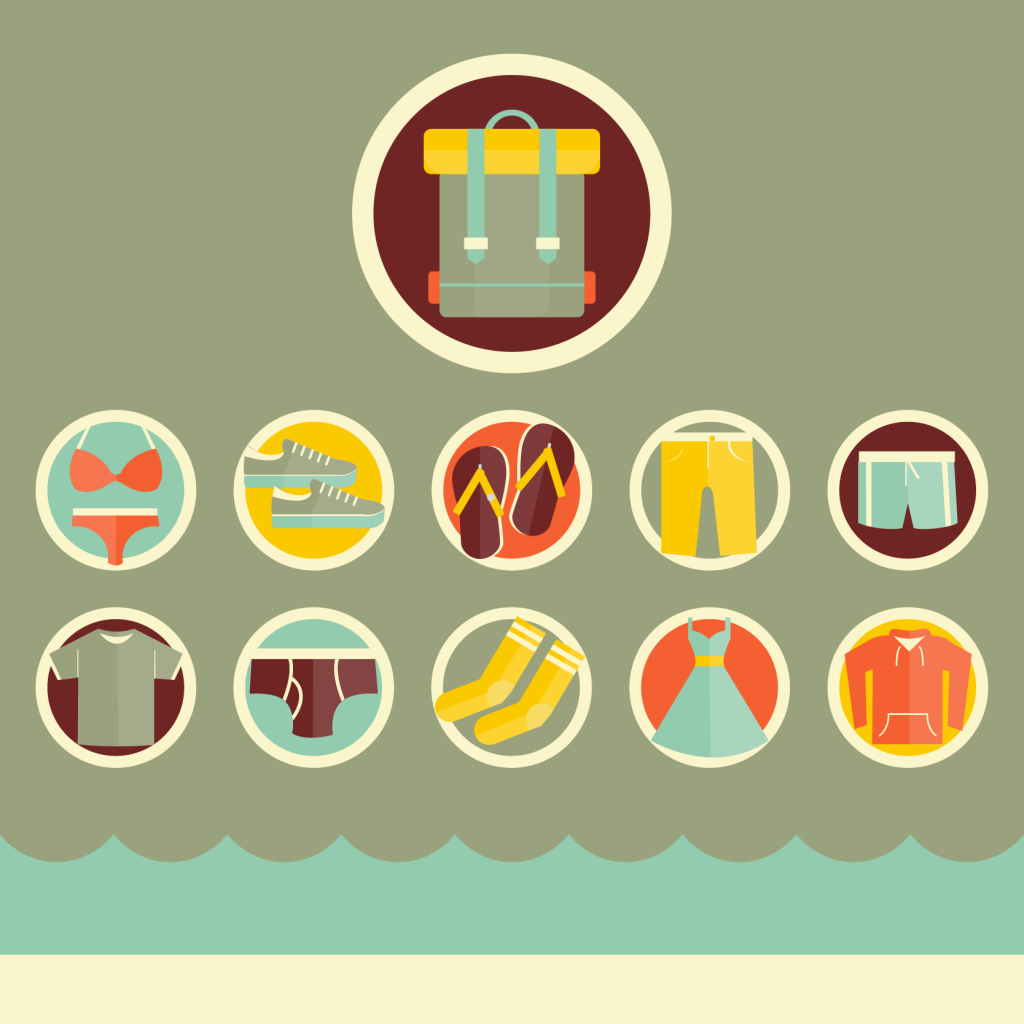 "What to pack" Travel icons - Queen of Infographics